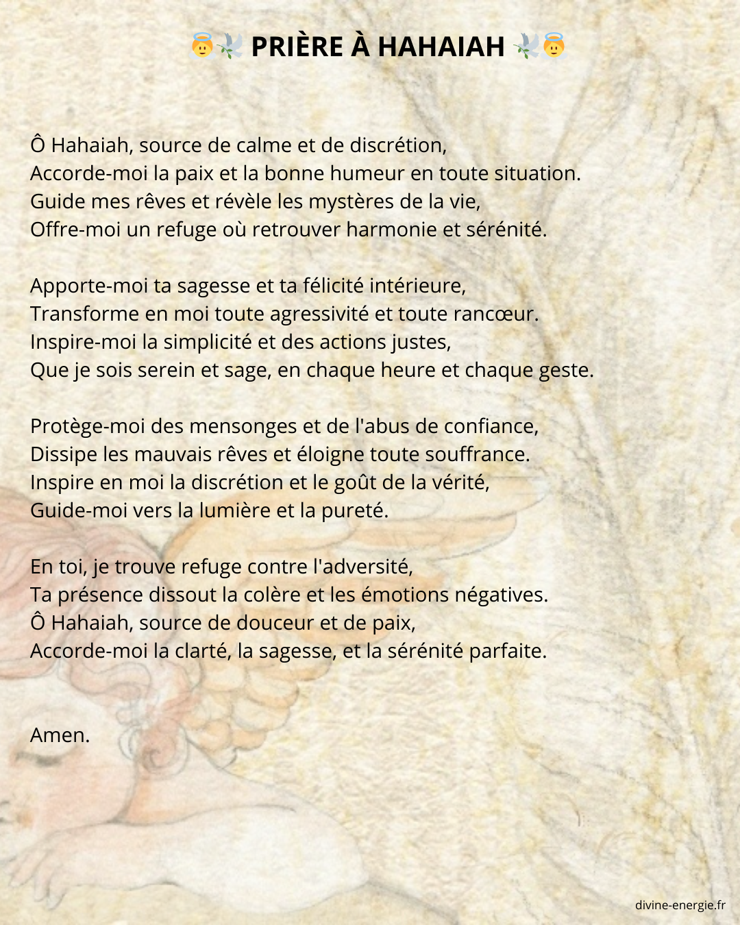 👼🌺 Hahaiah - 12 - 🌺👼 Refuge et Protection - Divine Energie